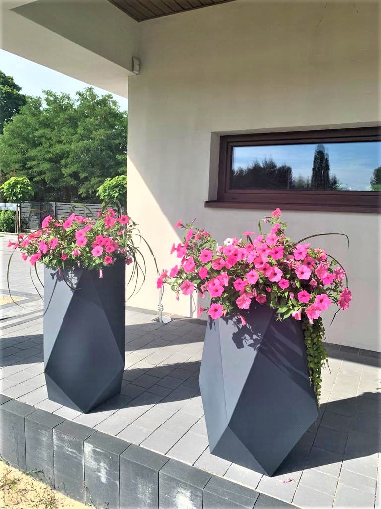 Zestaw 2 wysokich nowoczesnych donic Monumo Volcano białych z ...