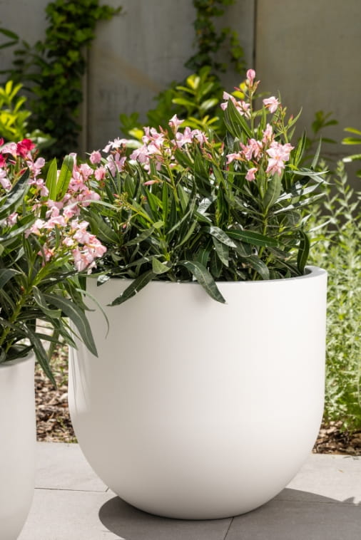 Okrągła Nowoczesna donica Monumo Primo szara pełna pojemność H:50 - Monumo