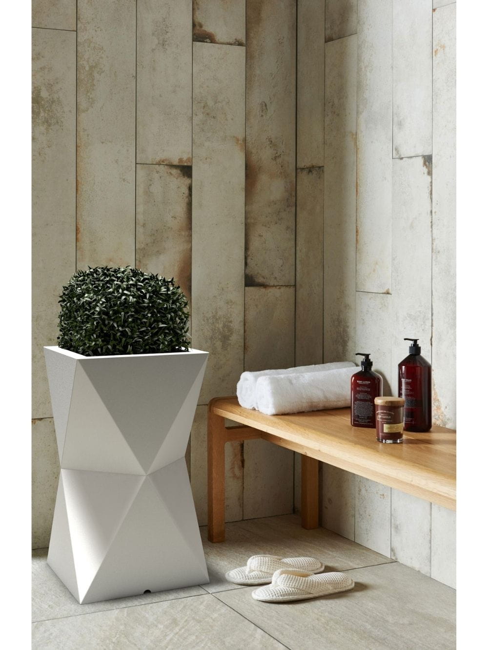 Nowoczesna donica Monumo Valencia szara z wewnętrzną półką H:70 - Monumo